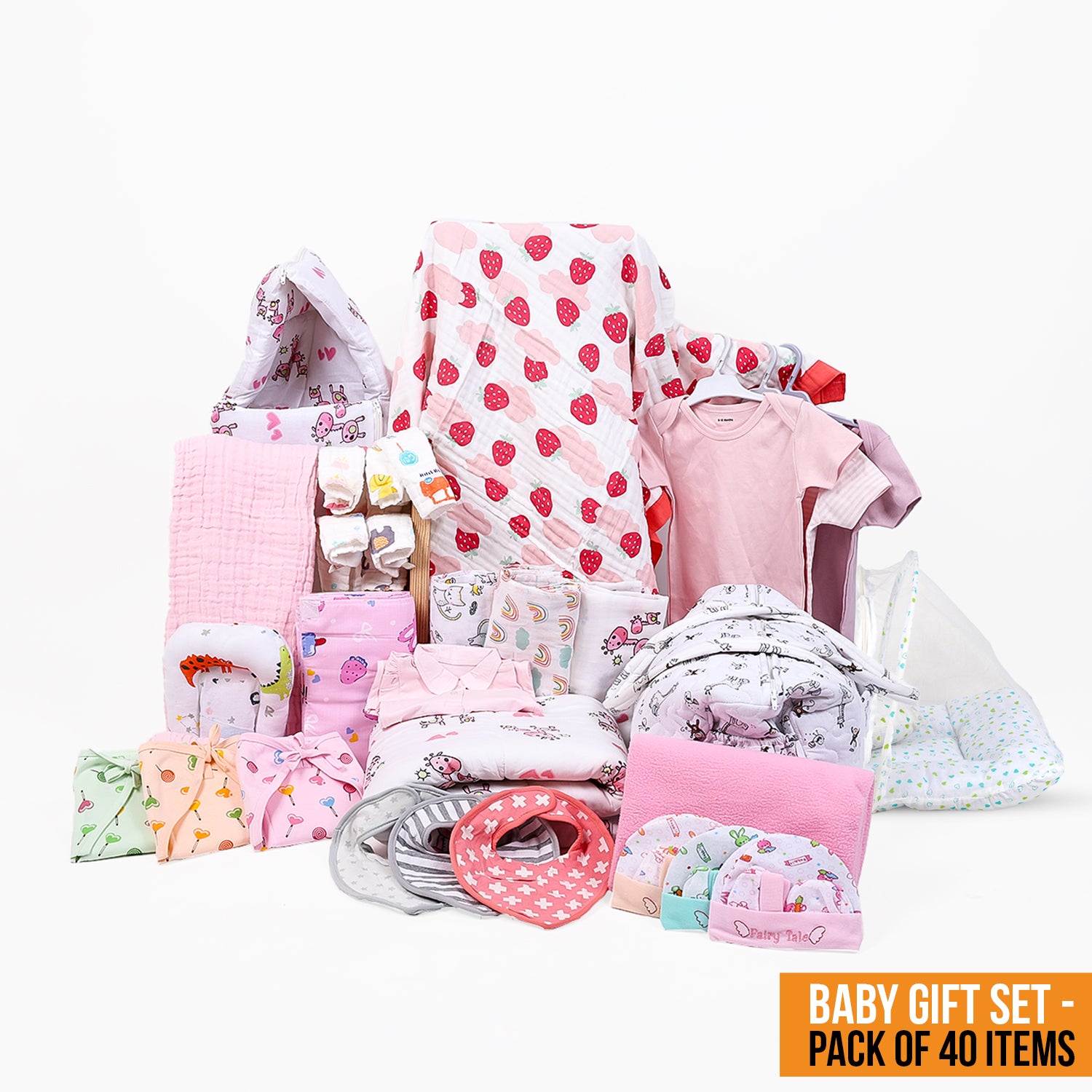 New Born Baby Essentials Gift Combo Box | 0-6 Months | 40 Items | Pink ...
