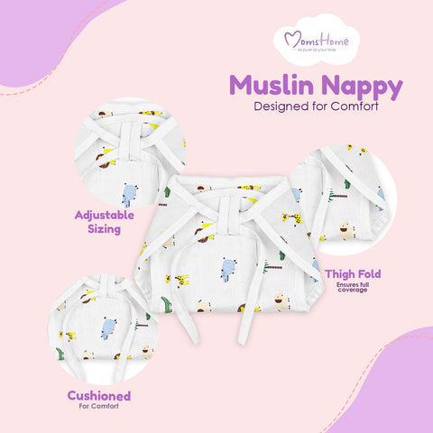 Organic Cotton Printed Muslin Nappies | Unicorn, Dinopark, Lion | Pack ...